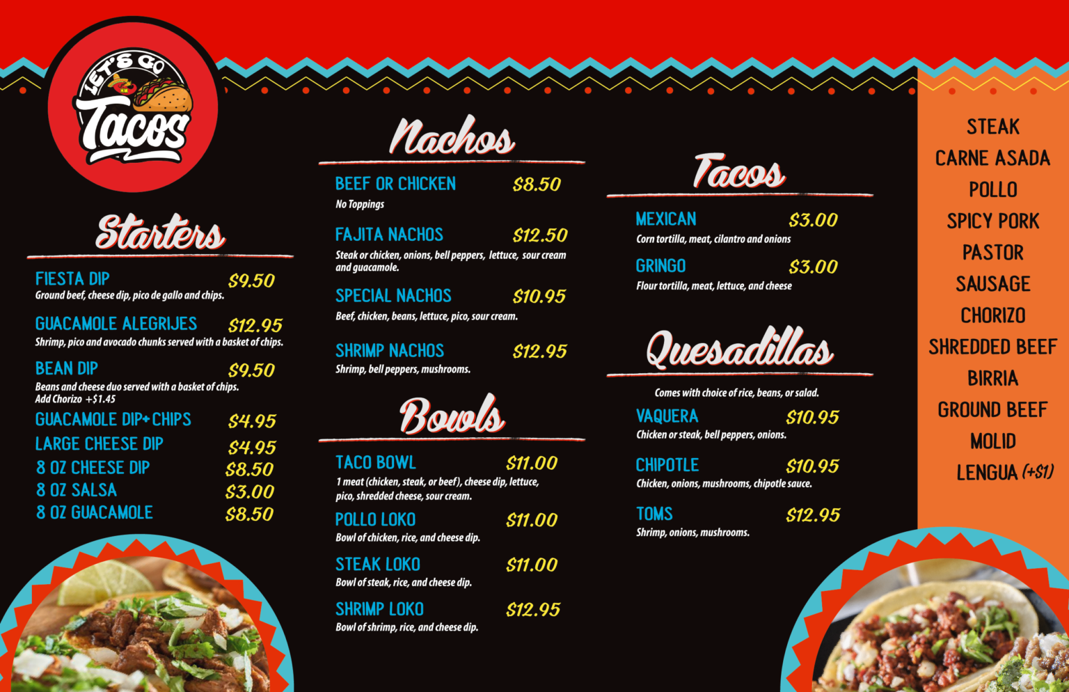 Menu – Let's Go Tacos